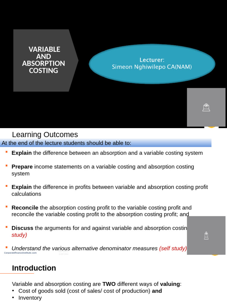 Direct and Absorption Costing 2025 | PDF | Cost Of Goods Sold | Cost ...