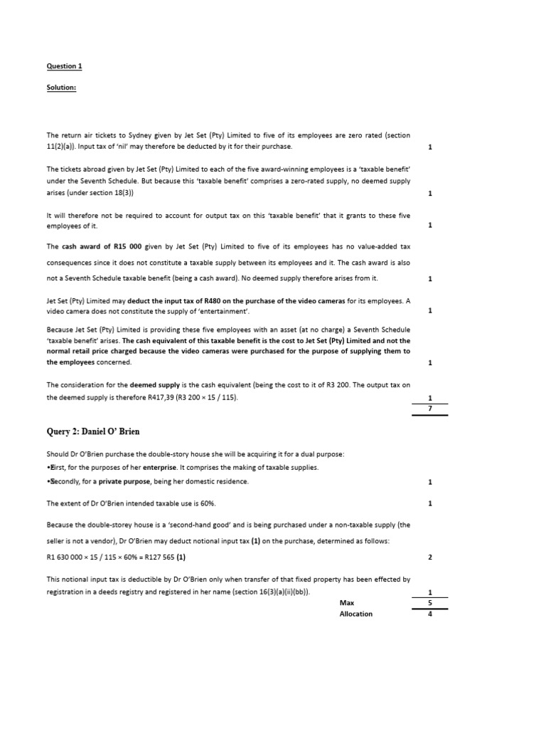 VAT Implications for Employee Benefits and Purchases | PDF | Taxes ...