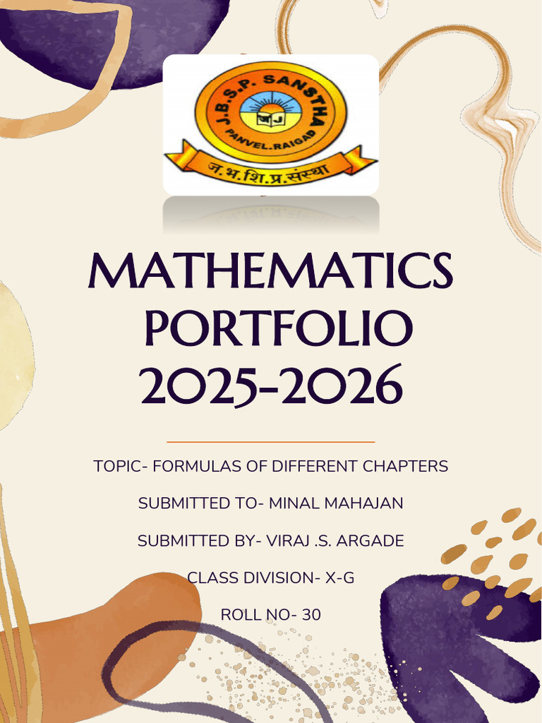 10G 30 Mathematics Portfolio Viraj Argade 2025-26 | PDF