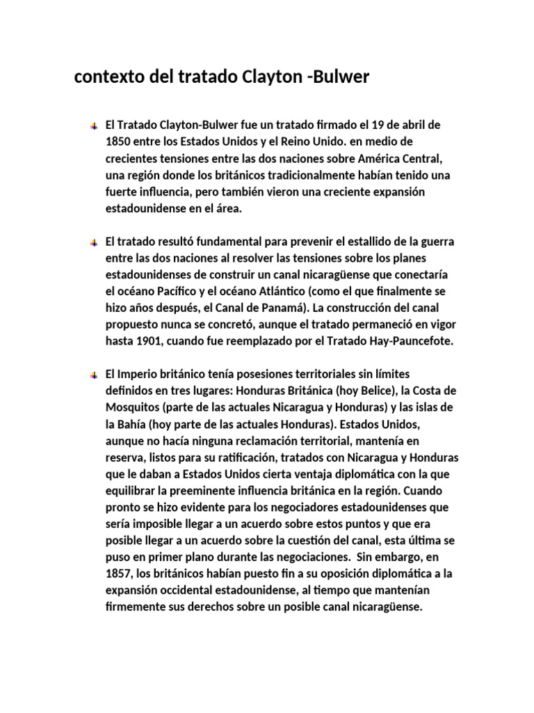 Contexto del Tratado Clayton-Bulwer | PDF