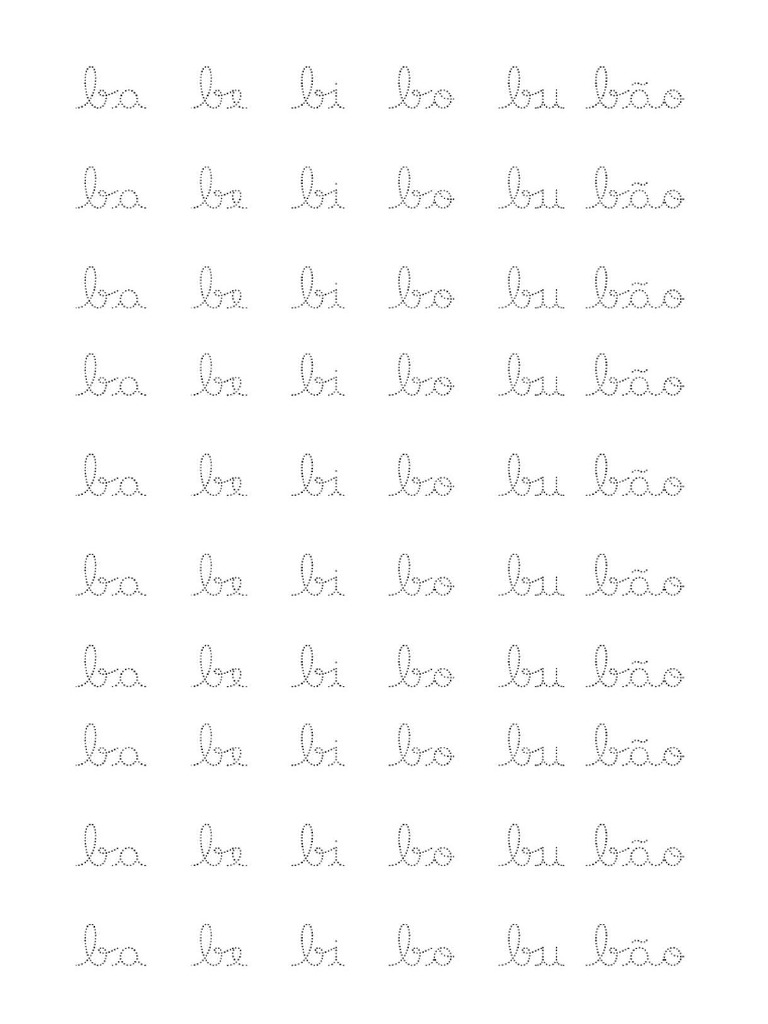 Ba Be Bi Bo Bu Bão Cursiva Minúscula | PDF