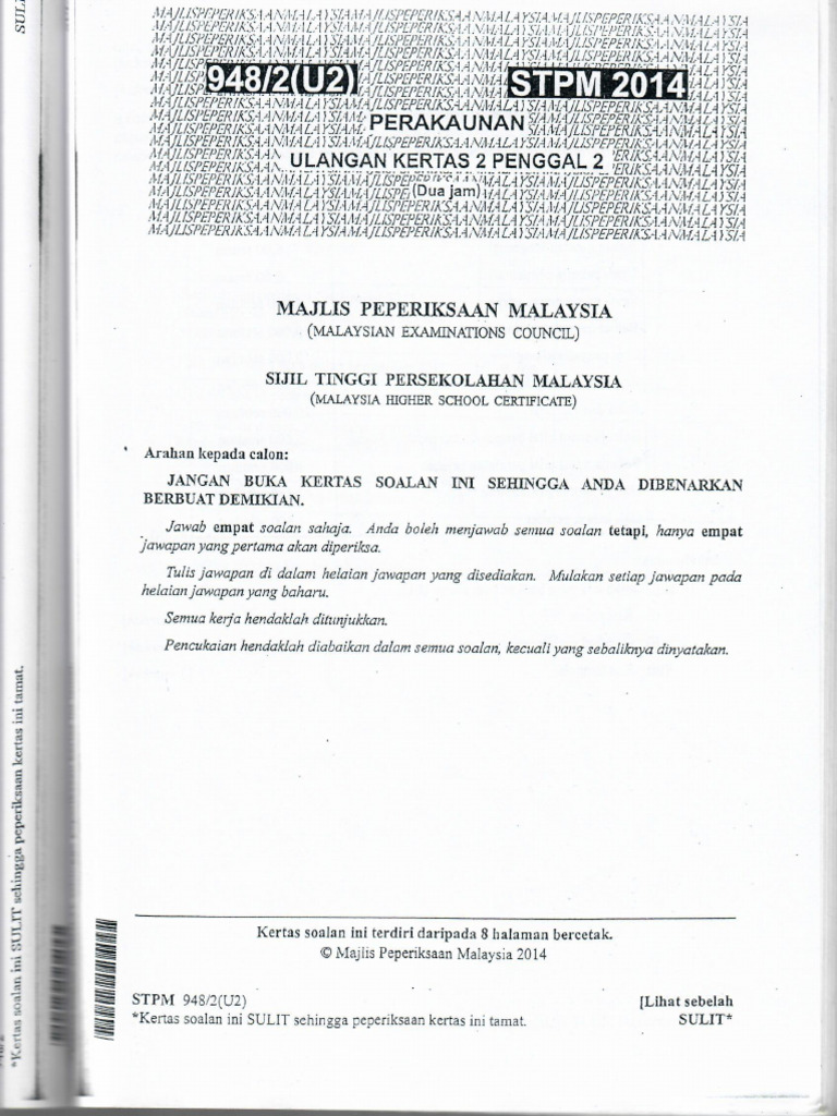 10 STPM SEM 2 2014(U) | PDF