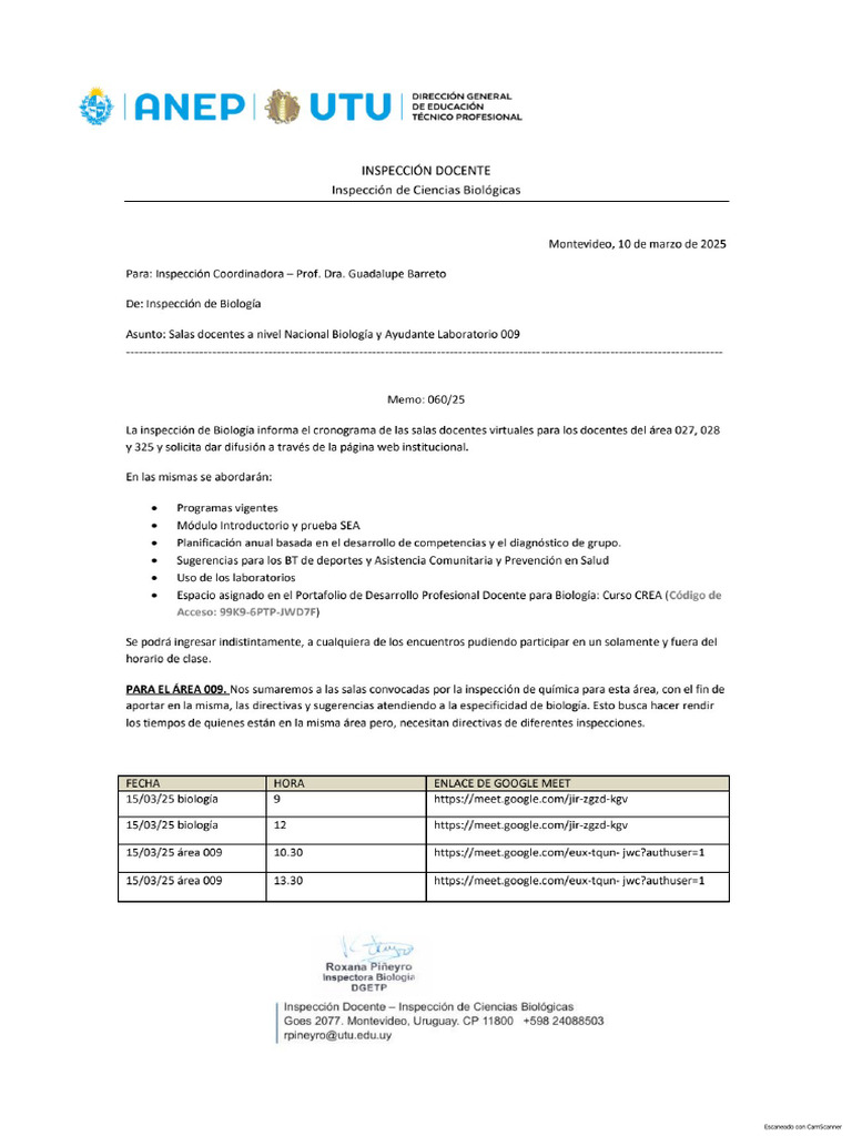 Sala Biología Marzo 2025 | PDF