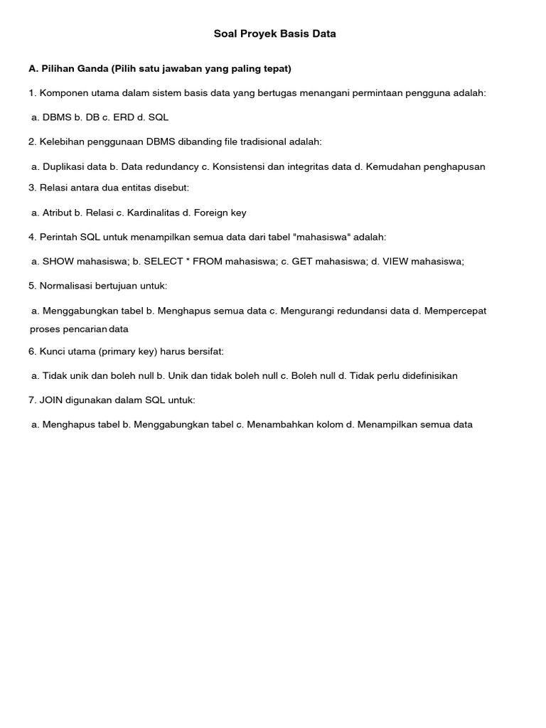 Tugas Dan Proyek Basis Data | PDF