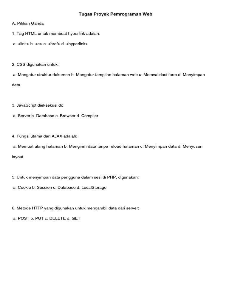 Tugas Dan Proyek Pemrograman Web PDF | PDF