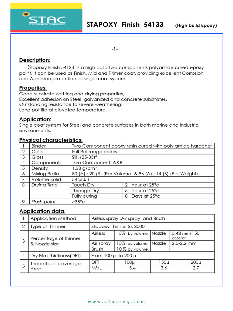 STAPOXY Finish 54133 (High Build Epoxy) - Head | PDF | Paint | Epoxy
