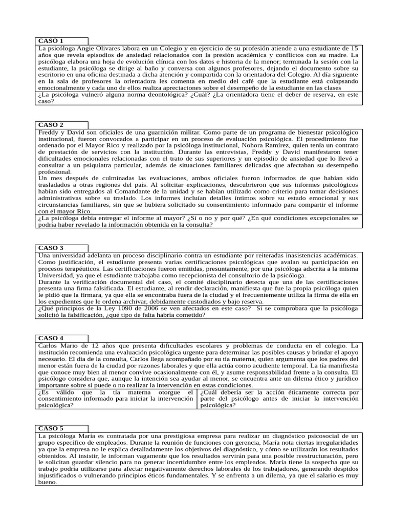 CASOS LEY 1090 | PDF | Psicólogo | Sicología