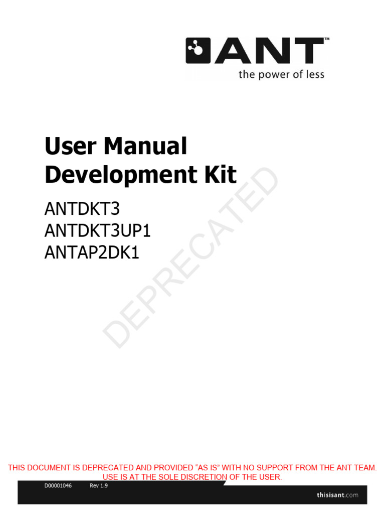 Deprecated D00001046 ANT Development Kit User Manual Rev 1.9 1 | PDF | Device Driver | Usb