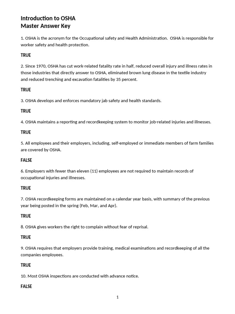 Introduction To OSHA Master Key | PDF