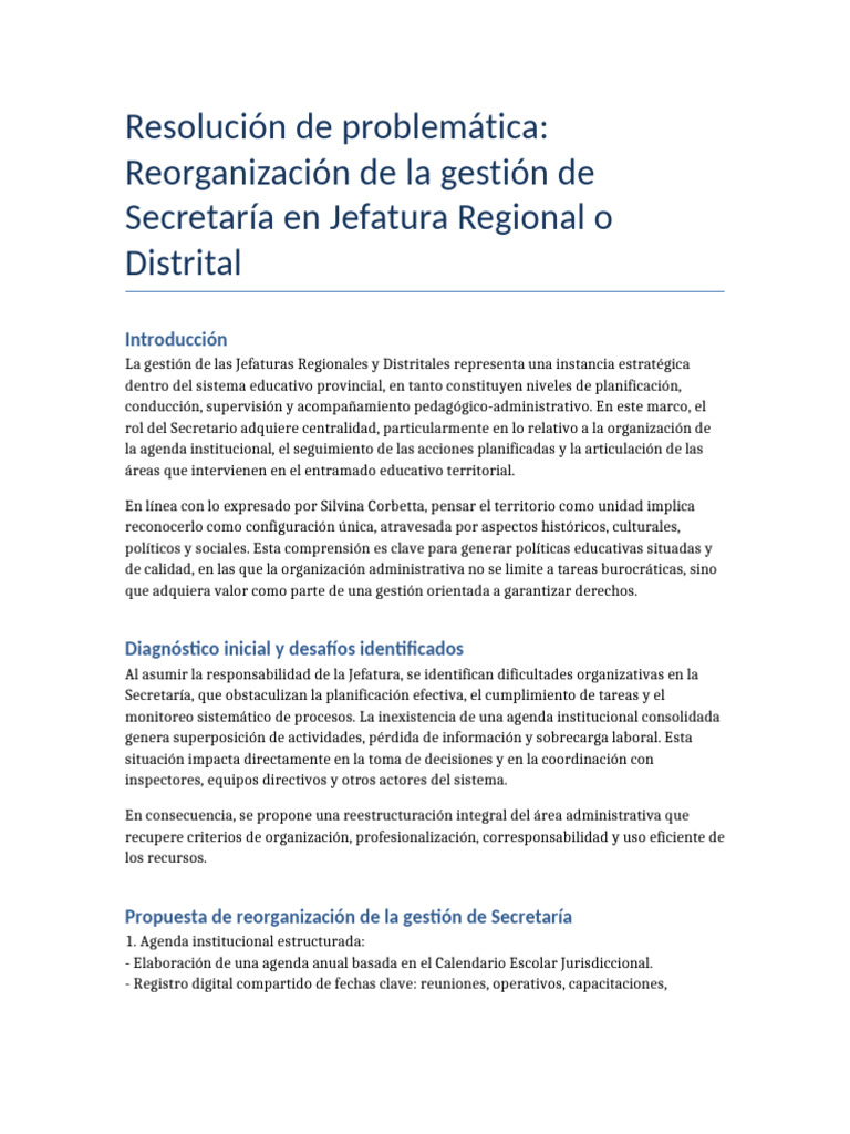 PROBLEMATICA 1 - Resolucion - Reorganizacion de la Secretaria | PDF | Planificación