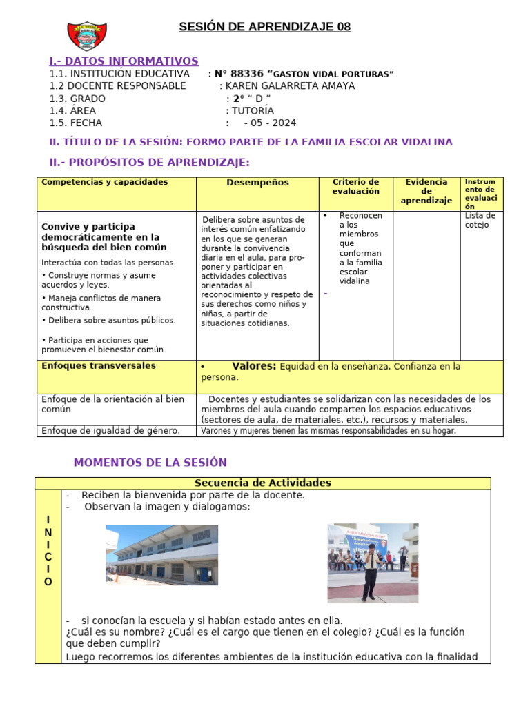 Sesion #8 - Tutoria La Familia Escolar | PDF | Escuelas | Enseñando