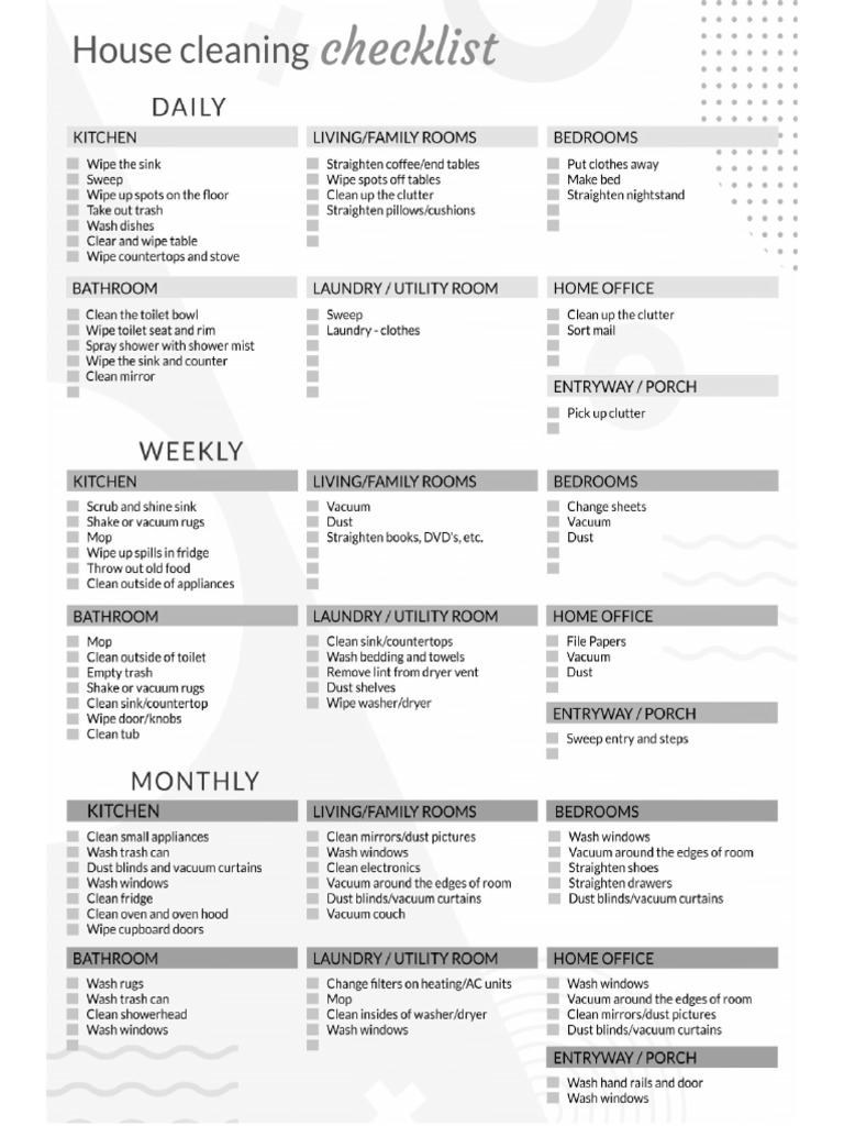 House Cleaning Checklist-Remarkable Nopadding-Vertical | PDF