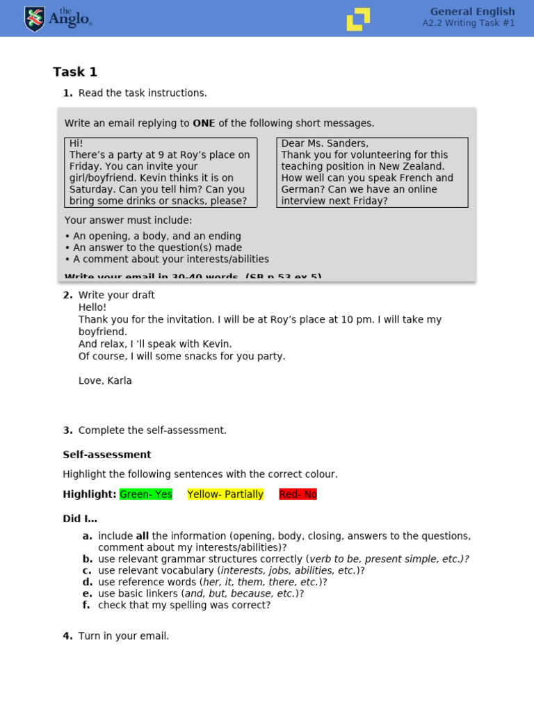 GE A2.2 Writing Task 1 Entregable | PDF