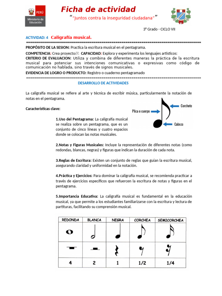 F Actividad - 4 - 3ro 2025 | PDF | Notación musical | Escritura