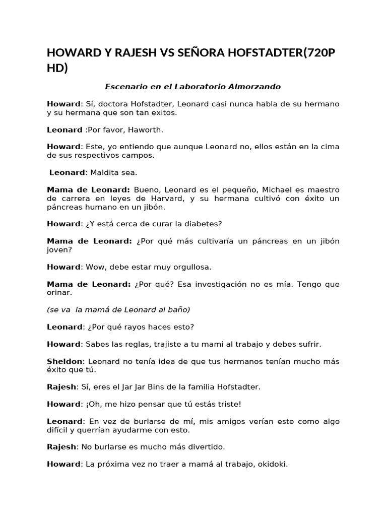Howard y Rajesh VS Señora Hofstadter (720P HD) | PDF