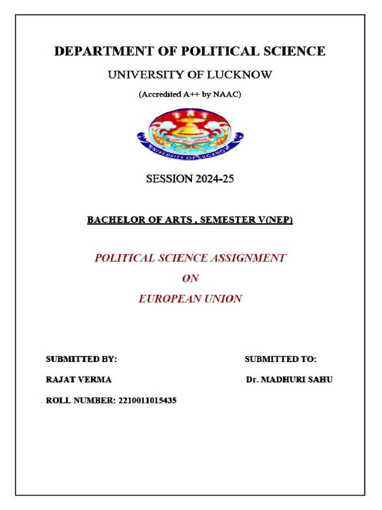 European Union Assignment | PDF