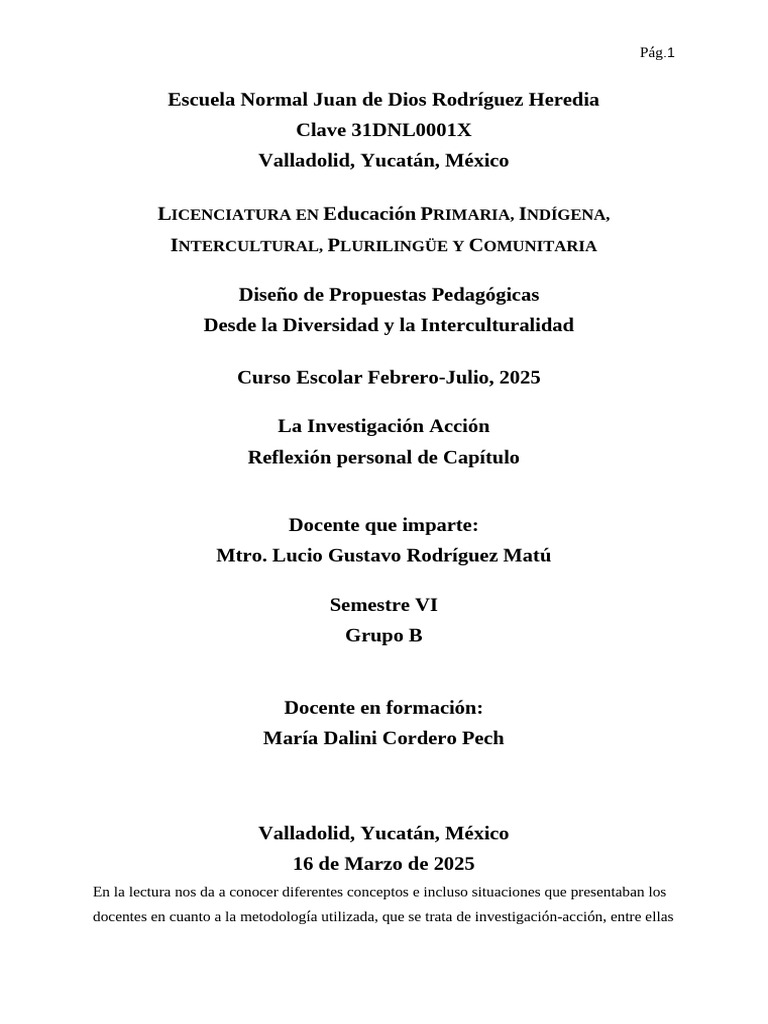 Act3 VIB Reflexión Cordero-Dalini | PDF | Enseñando | Maestros