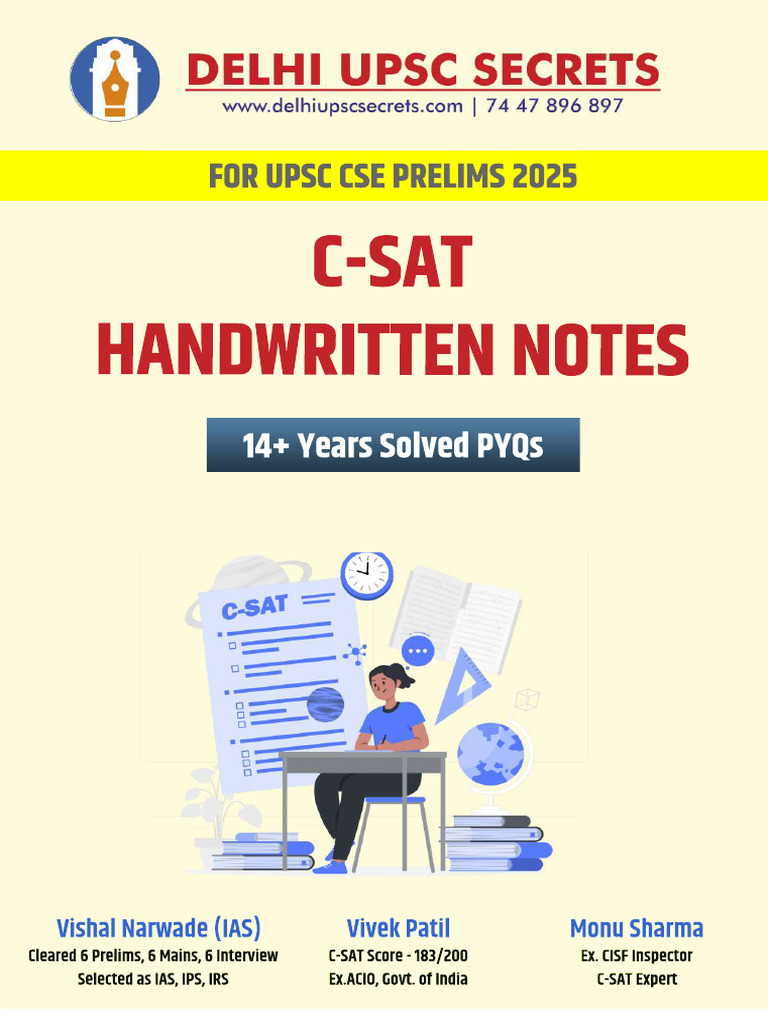 UPSC CSE 2025 C-SAT Handwritten Notes | PDF