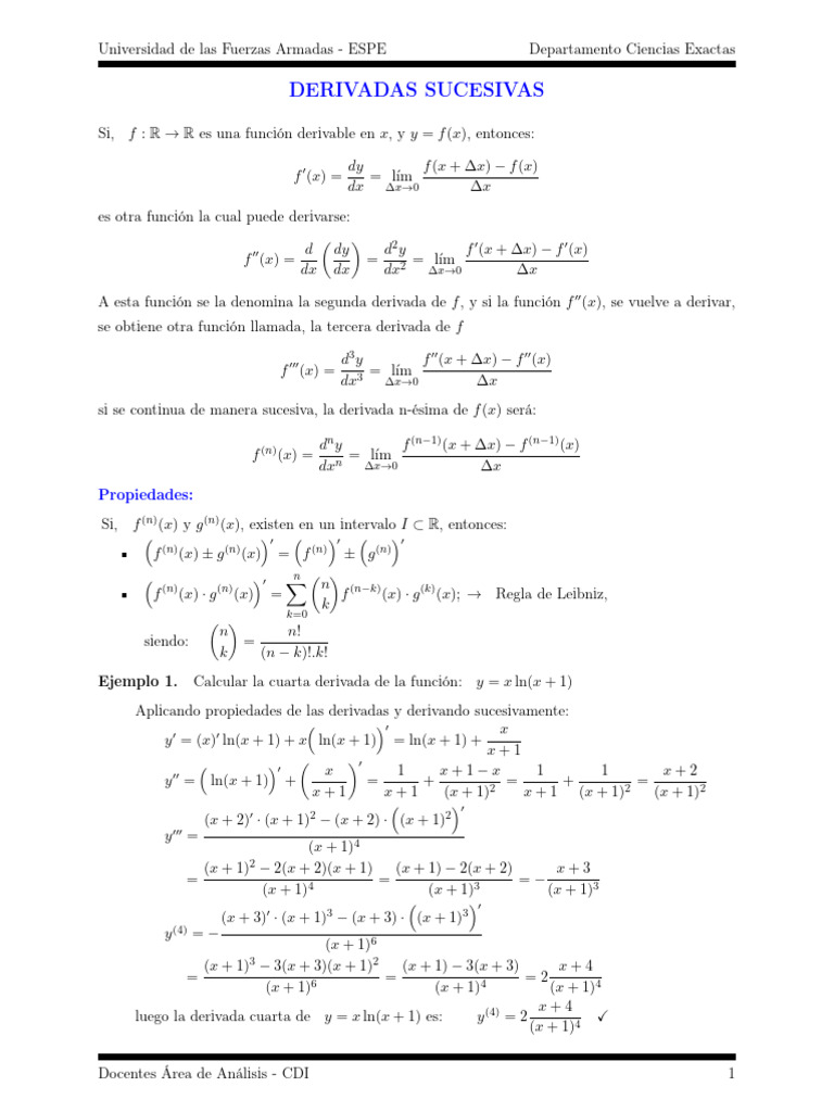 Derivadas Sucesivas-Fórmula Leibniz | PDF | Derivado | Sustracción