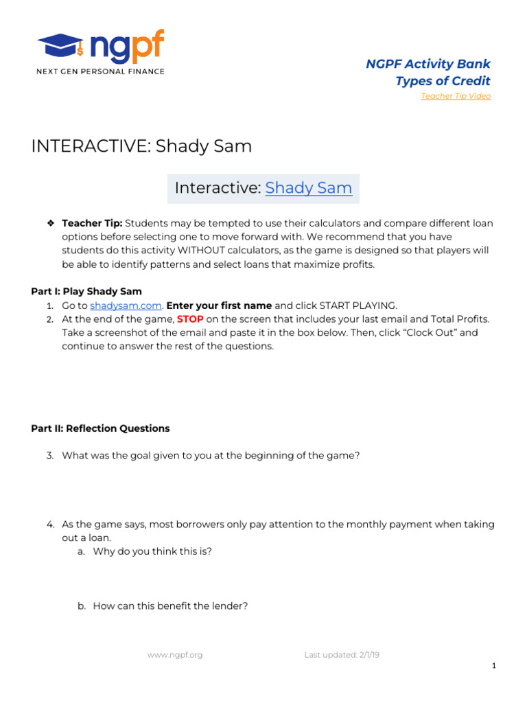 INTERACTIVE - Shady Sam | PDF | Loans | Adjustable Rate Mortgage