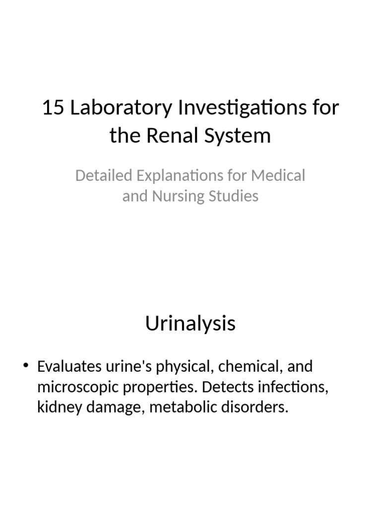 15 Key Renal Lab Tests Explained | PDF