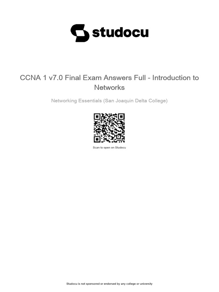 Ccna 1 v70 Final Exam Answers Full Introduction To Networks | PDF | Computer Network | Internet ...