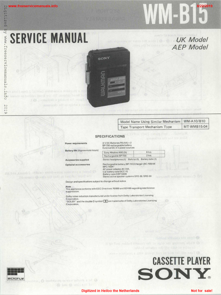 Sony wm-b15 | PDF
