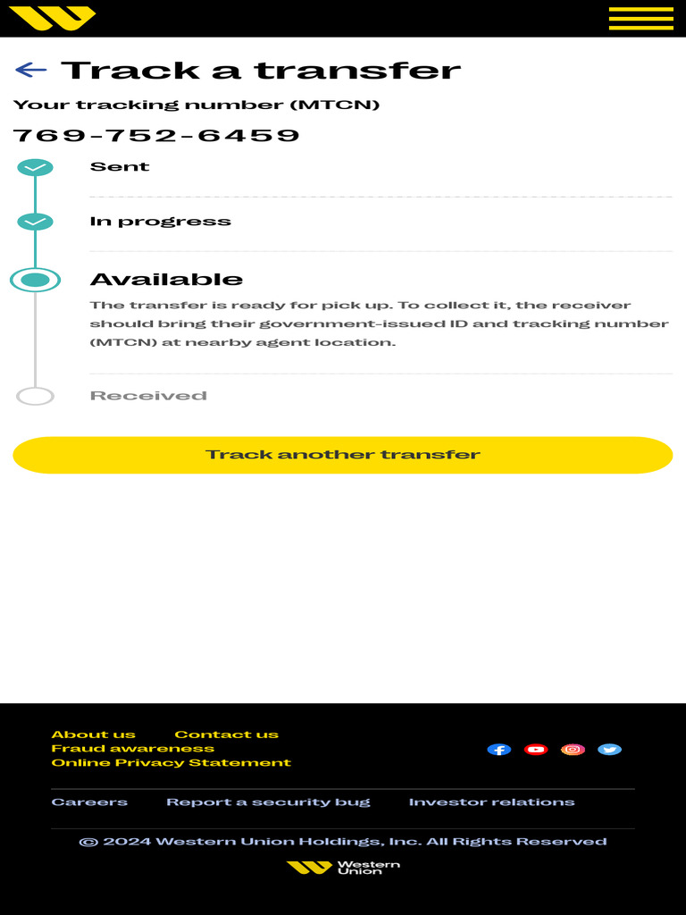 Track Your Western Union Transfer Status | PDF