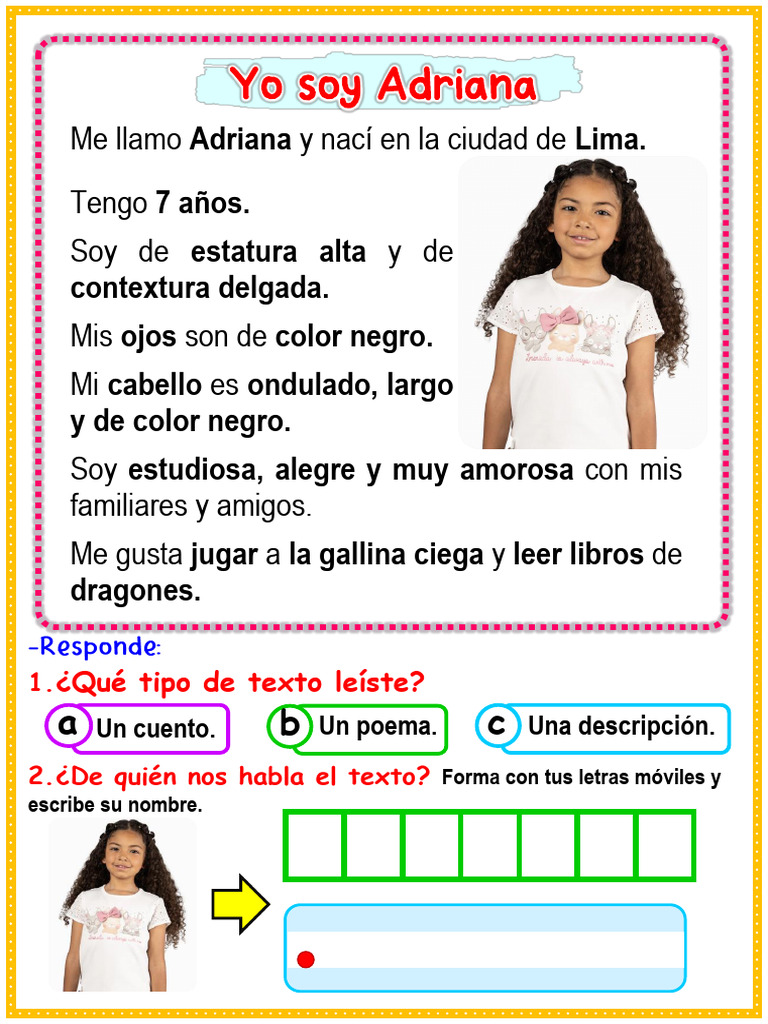 Descripción de Adriana, una niña de 7 años | PDF