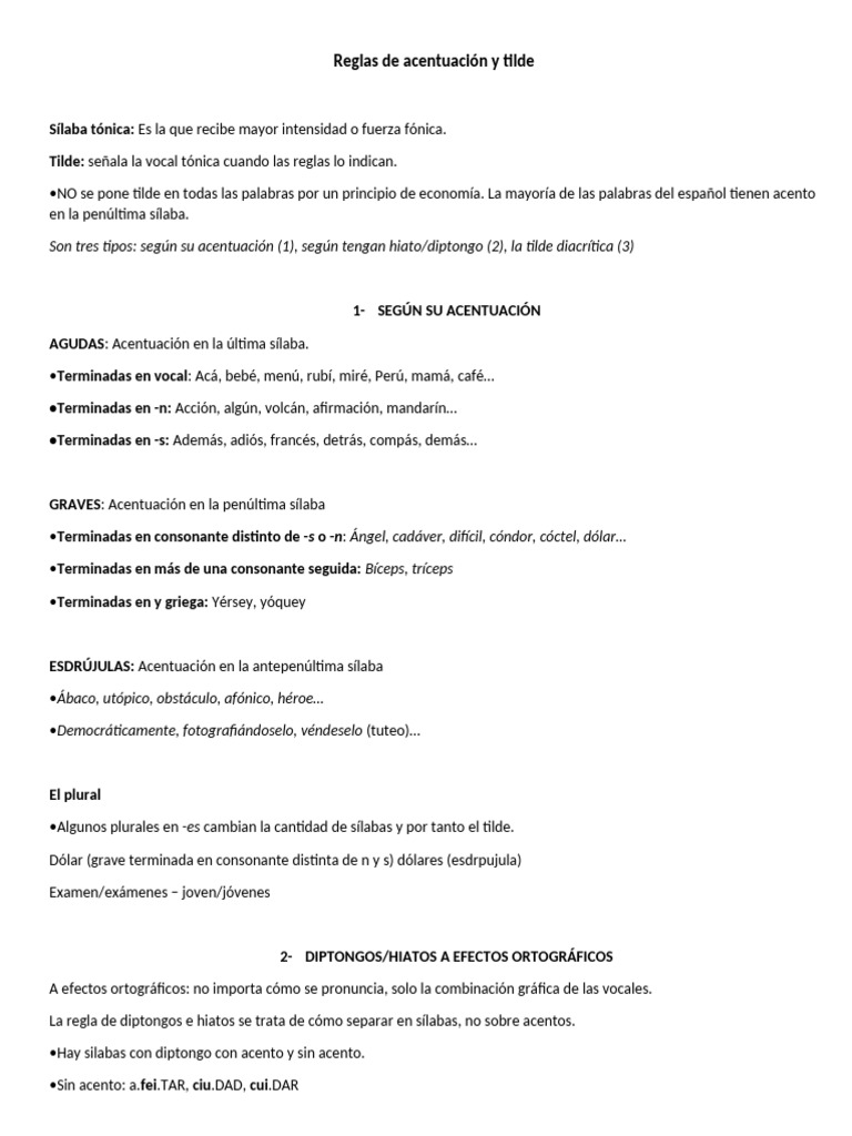 Reglas de Acentuación y Tilde | PDF | Morfología Lingüística | Lingüística
