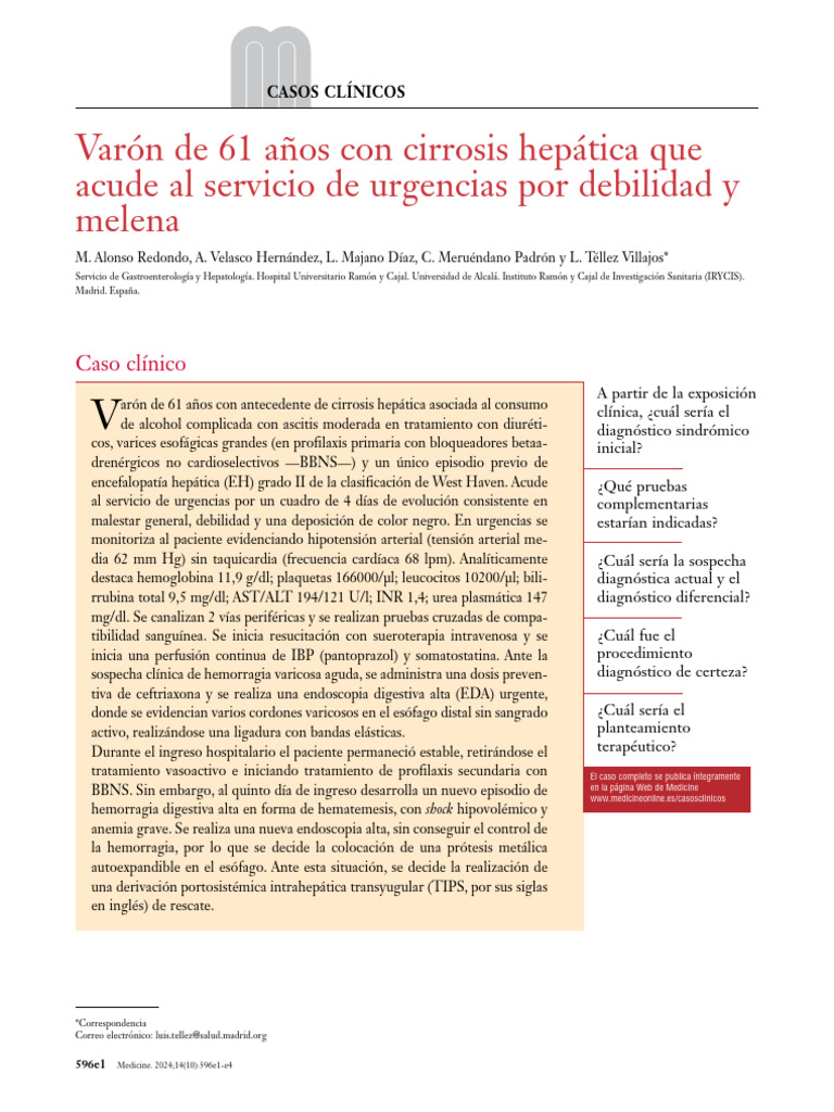 Var N de 61 A Os Con Cirrosis Hep Tica Que - 2024 - Medicine - Programa de Form | PDF ...