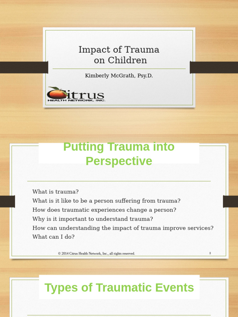Impact of Trauma On Children 2018 With Video | PDF | Psychological ...