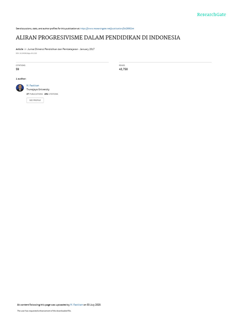 Aliran Progresivisme Dalam Pendidikan Di Indonesia: Jurnal Dimensi ...