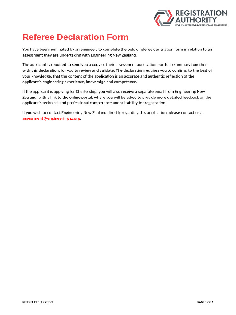 Supporting Document B Referee Declaration Form | PDF