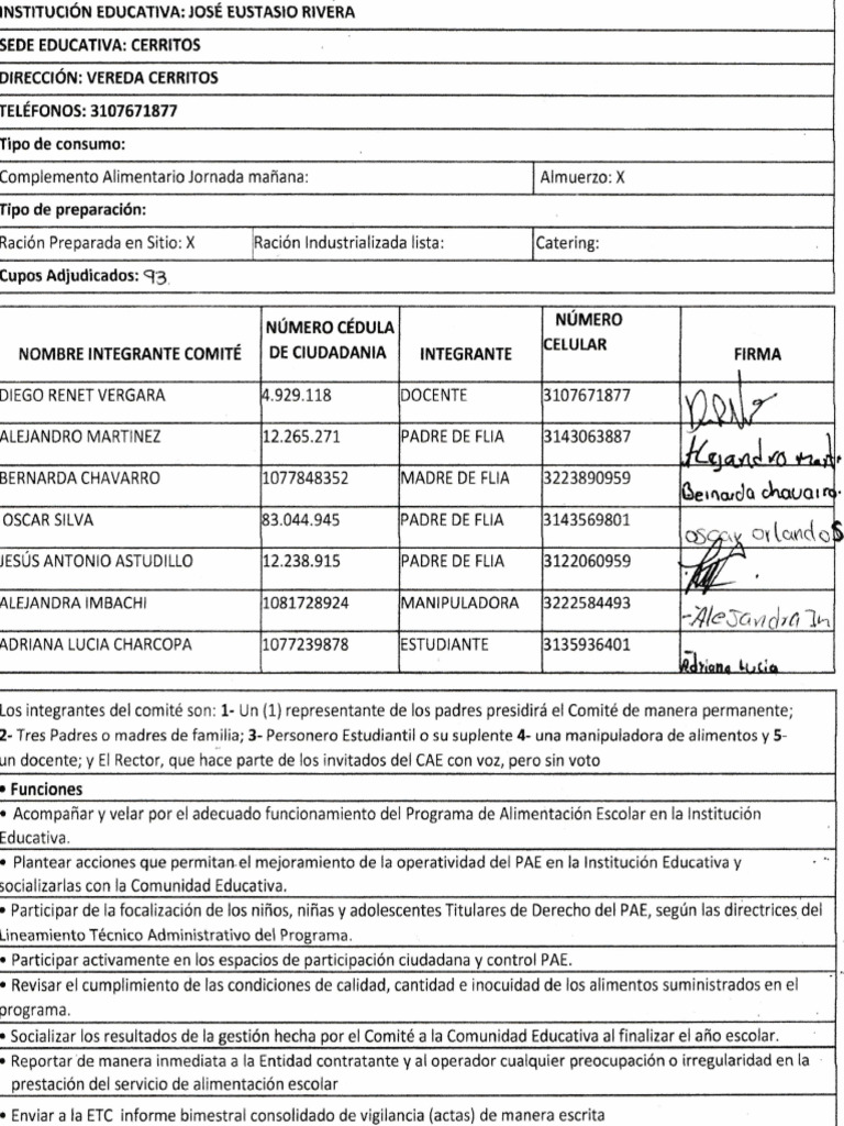 Acta Cae Restaurante Escolar | PDF