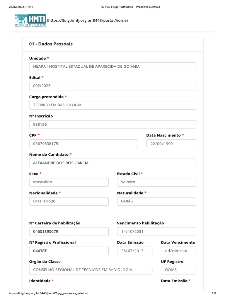 TOTVS Fluig Plataforma - Processo Seletivo 02 | PDF