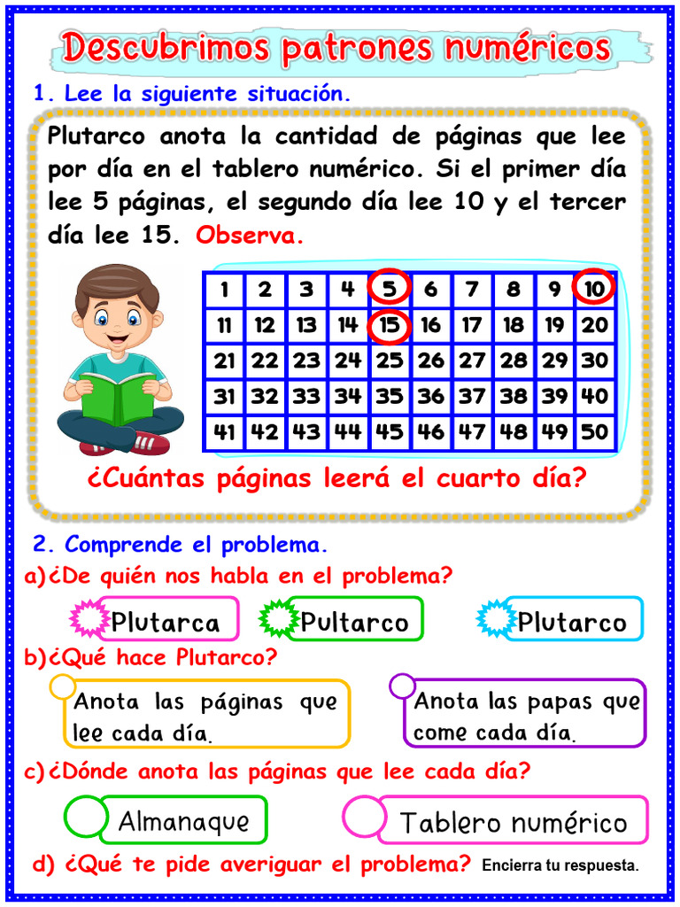Ficha Descubrimos Patrones Numéricas (+) | PDF