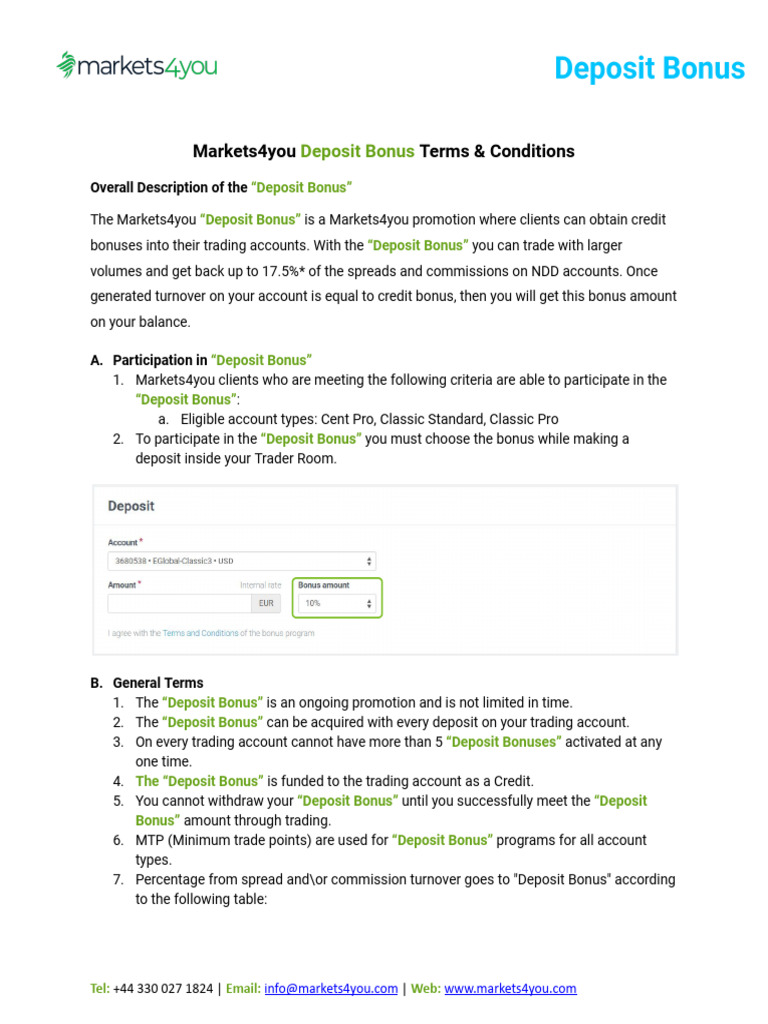 deposit-bonus-terms-en | PDF | Credit | Finance & Money Management