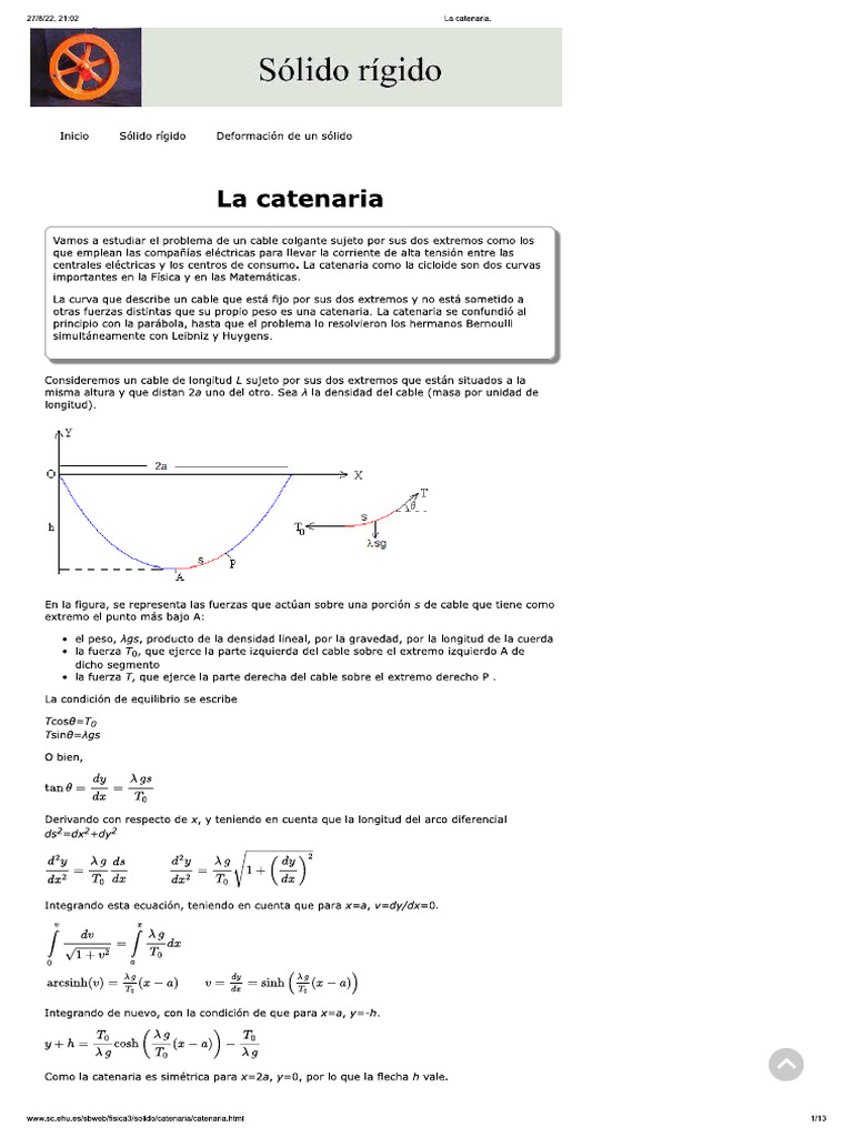 Formulas de La catenaria | PDF