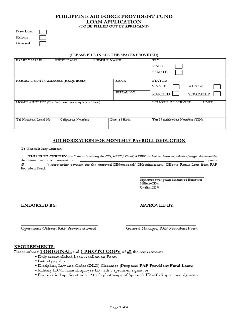 New PAFPF Loan Form 2025 - NEW | PDF | Affidavit | Assignment (Law)