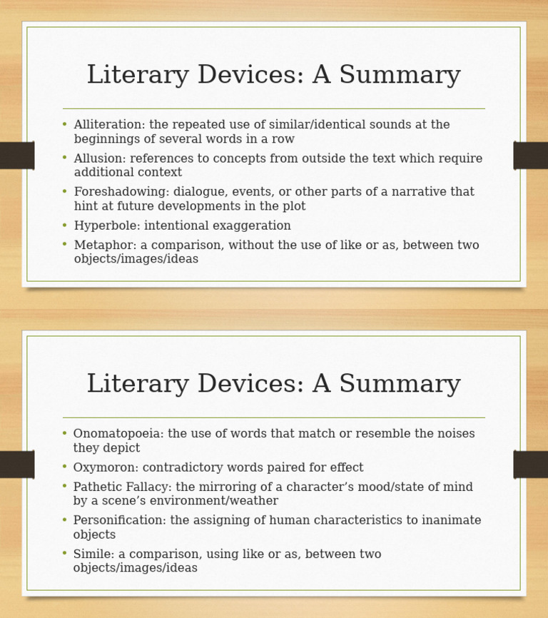Literary Devices Summary Slides | PDF