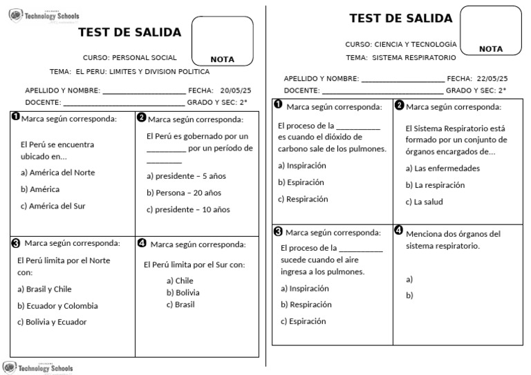 Test PS y Cyt Mayo | PDF | Respiración | Sistema respiratorio