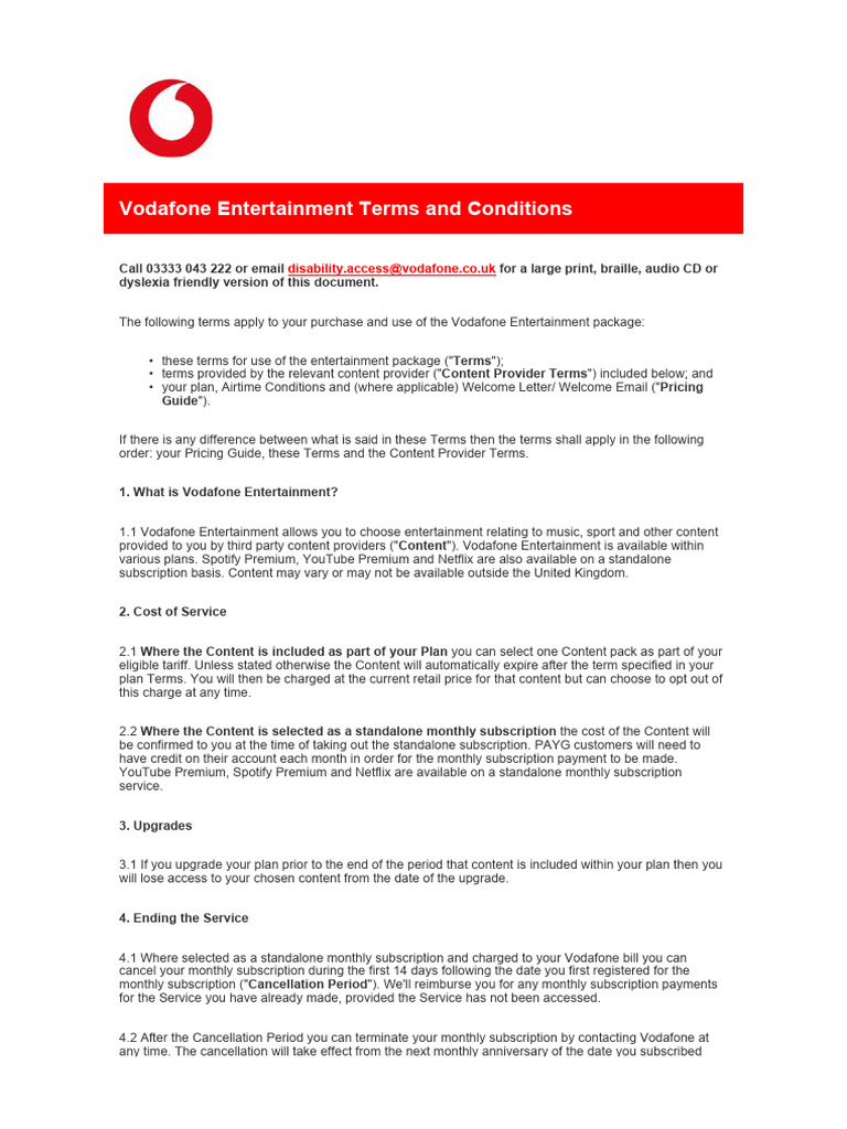Entertainment Plan Terms and Conditions | PDF | Pay Television | Spotify