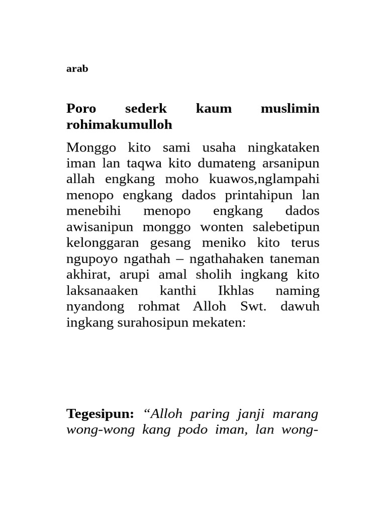 Khutbah Jumat Guyup Rukun Tetangga | PDF