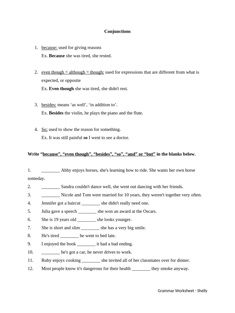Conjunctions: Usage and Examples | PDF