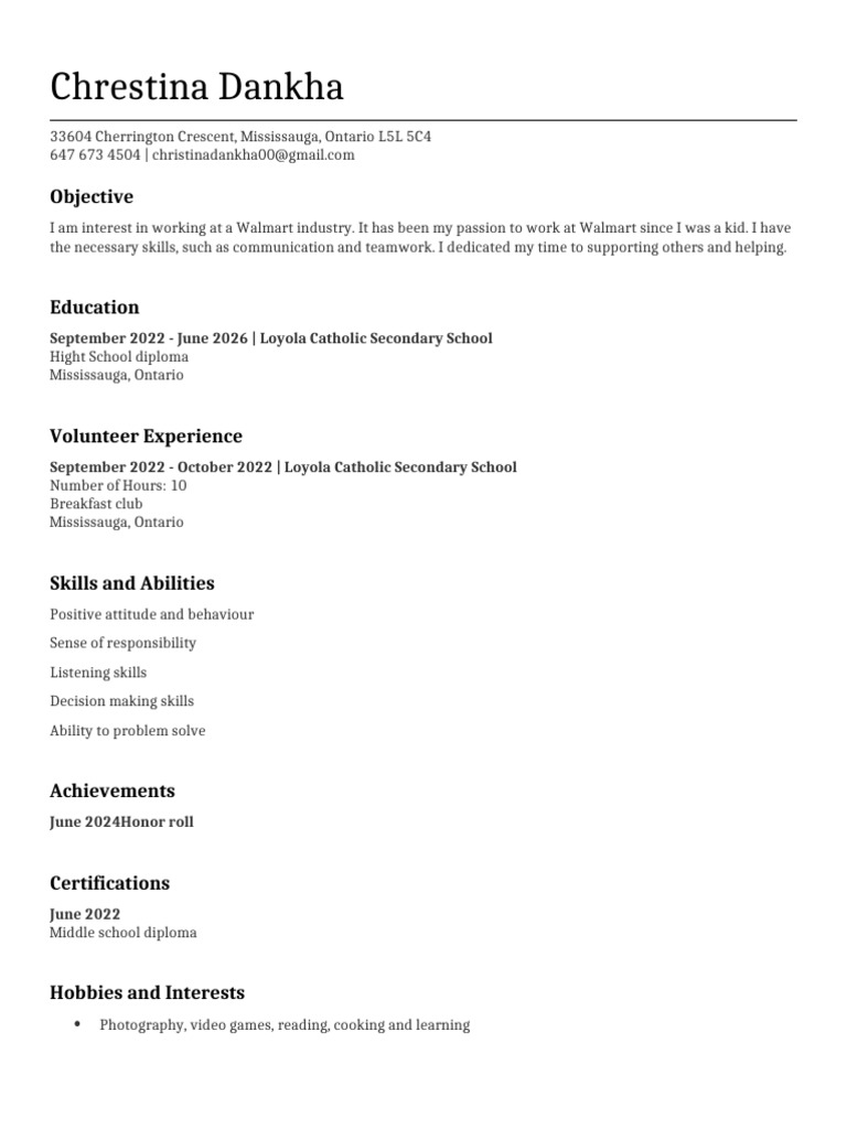 Chrestina Dankha Resume - Chrestina Dankha 2 | PDF