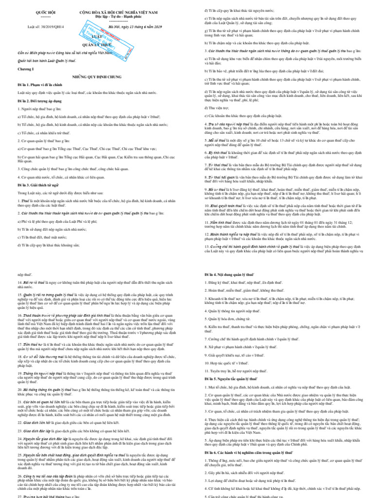 Qlt-Luật Qly Thuế 2019 | PDF