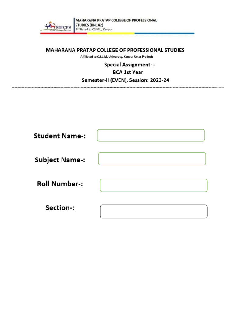 Student Name-: Subject Name-: Roll Number-: Section | PDF