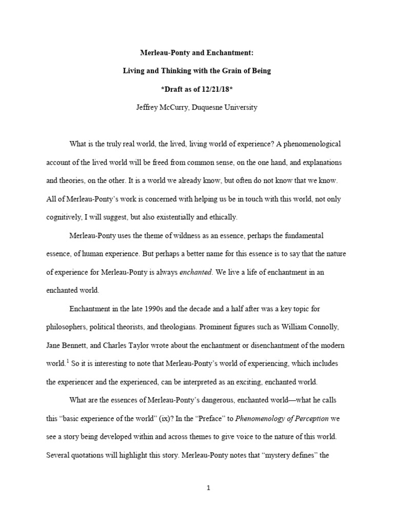Mccurry Jeffrey | PDF | Phenomenology (Philosophy) | Experience