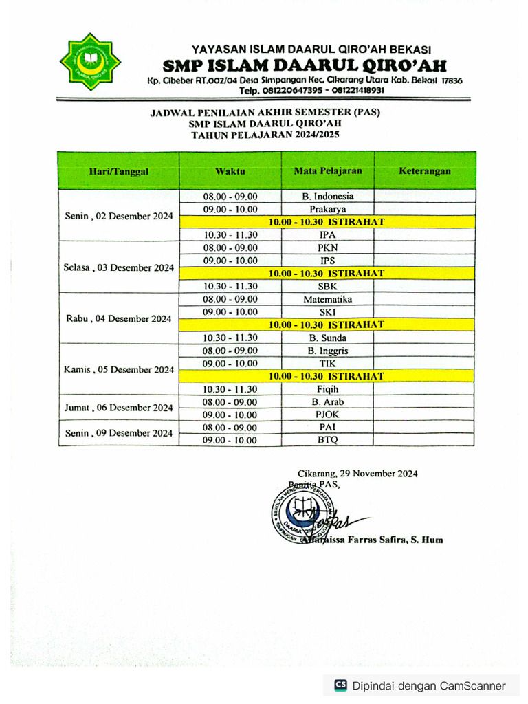 Jadwal PAS 2024 | PDF